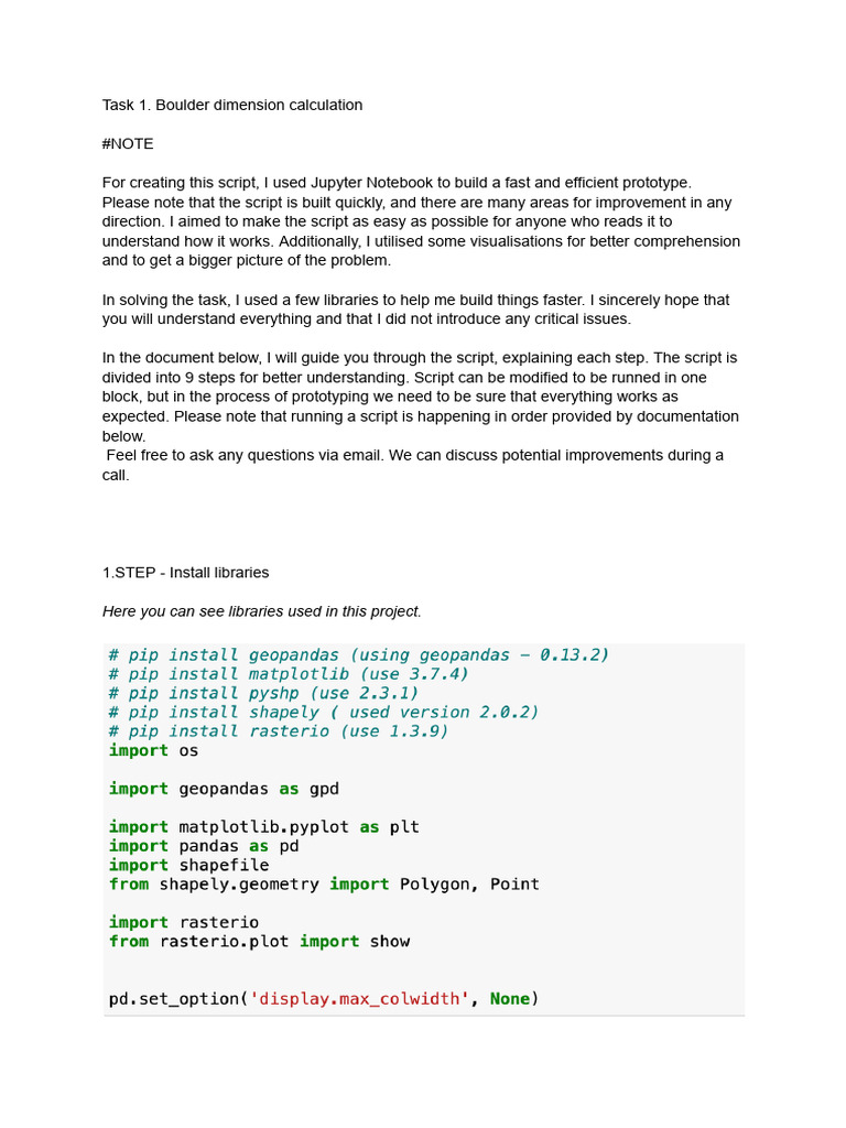 Task 1 - Boulder Dimension Calculator | PDF | Visualization (Graphics) | Computing