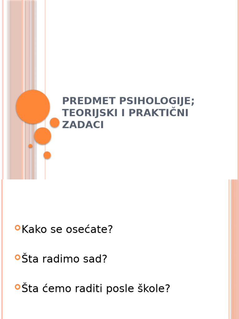 Predmet Psihologije, Teorijski I Praktični Zadaci | PDF