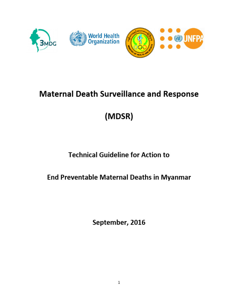 MDSR Guidelines for Maternal Deaths in Myanmar | PDF | Maternal Death ...