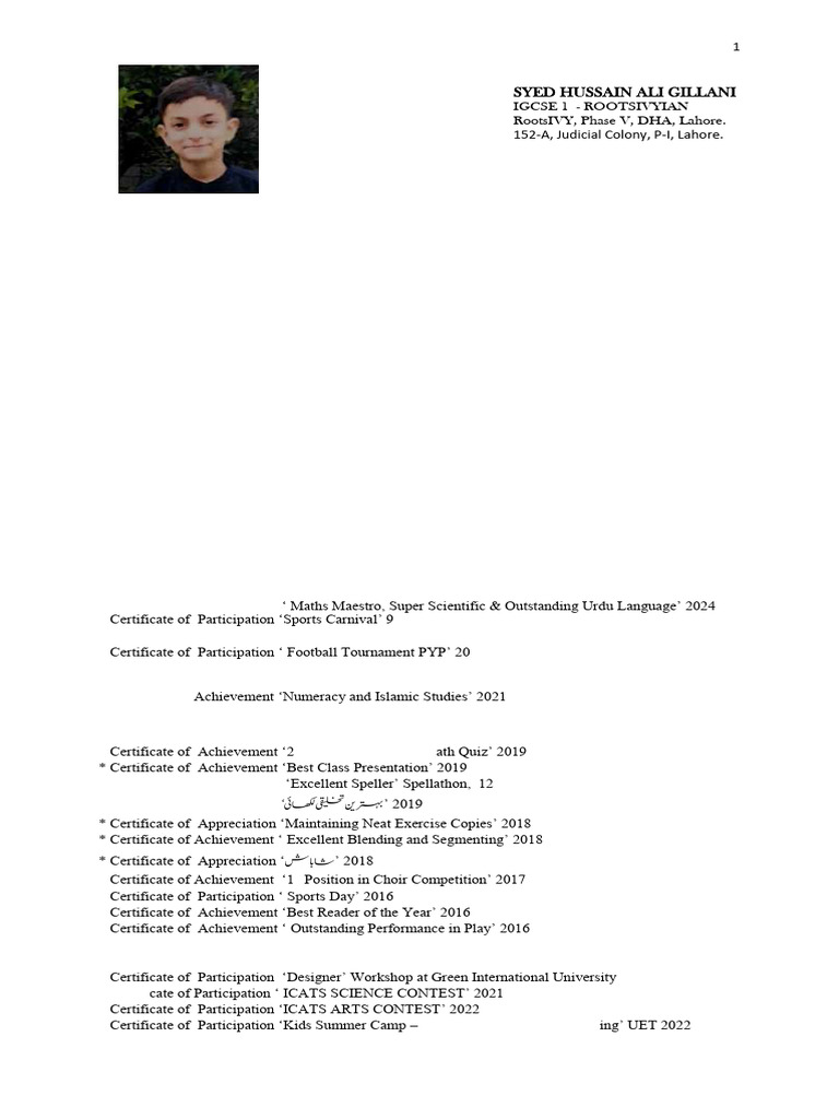 CV - Hussain | PDF | Learning | Vocabulary