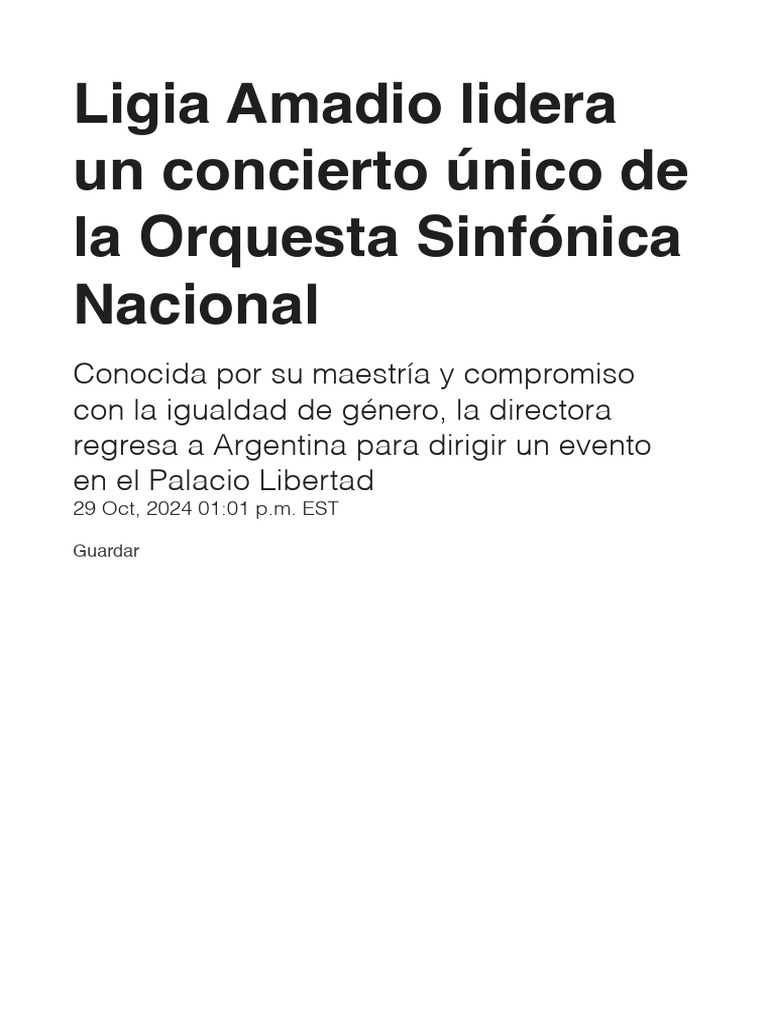 Ligia Amadio Lidera Un Concierto Único de La Orquesta Sinfónica Nacional | PDF | Arte
