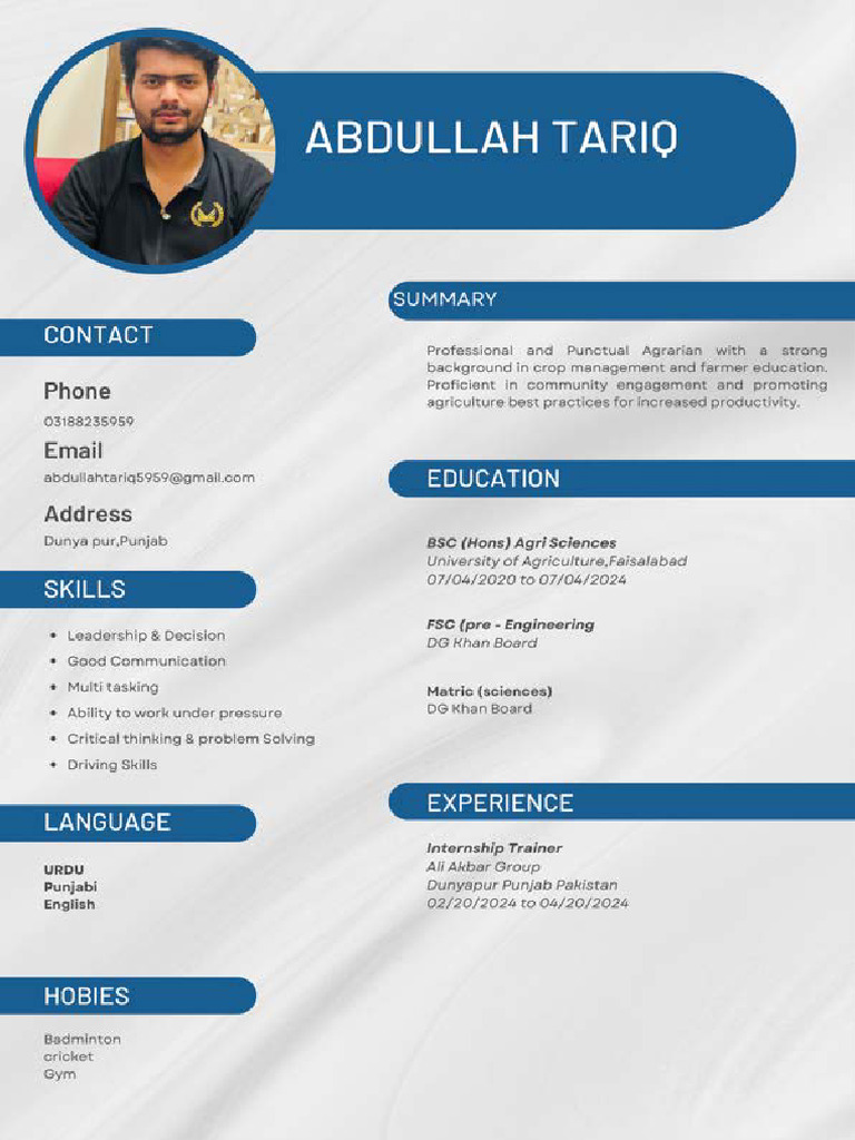 Abdullah Tariq CV Compressed 5-Compressed | PDF