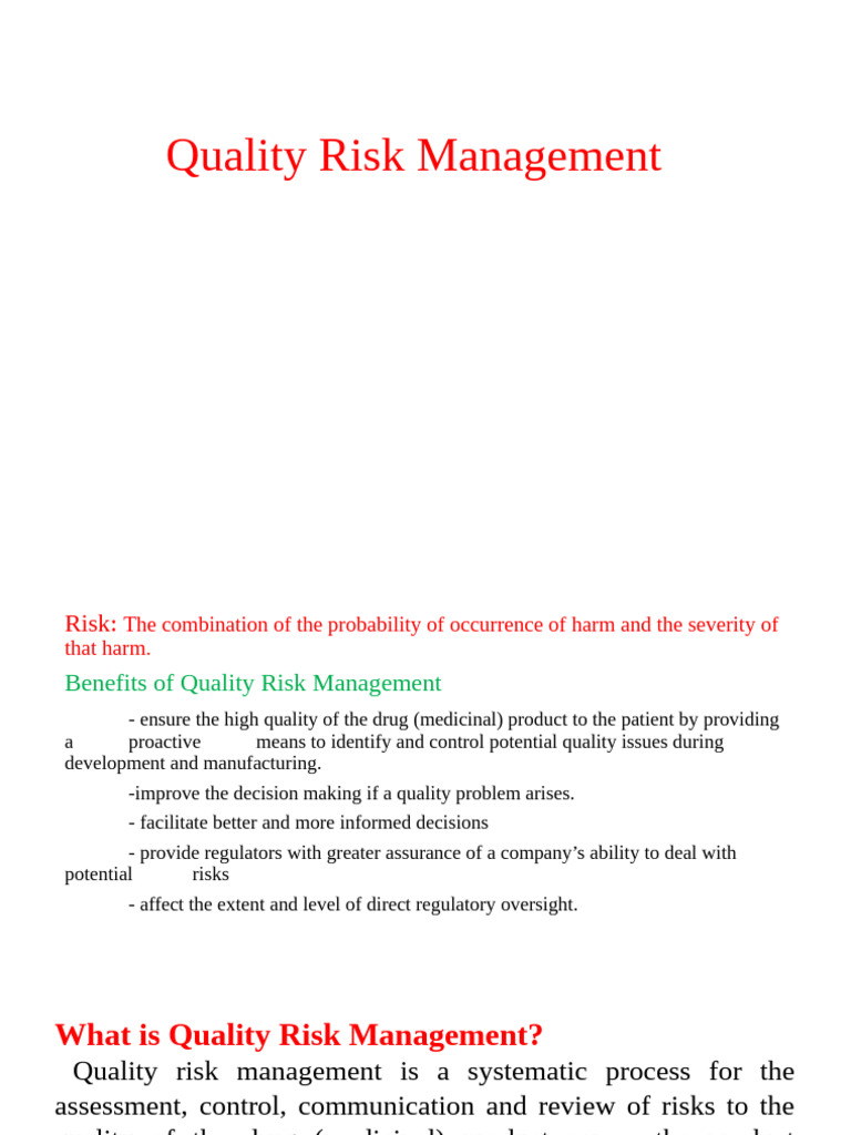 Quality Risk Management | PDF | Risk | Risk Management