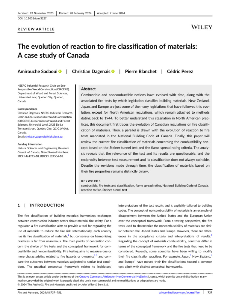 Fire and Materials - 2024 - Sadaoui - The Evolution of Reaction To Fire ...