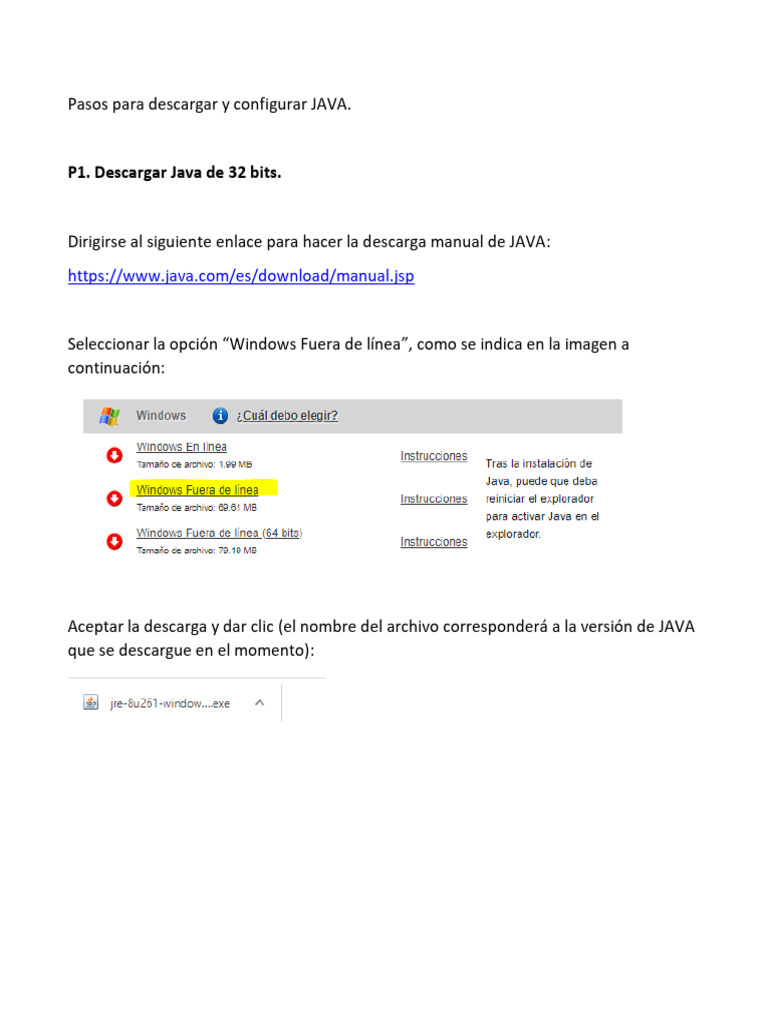 Pasos para Descargar y Configurar JAVA | PDF