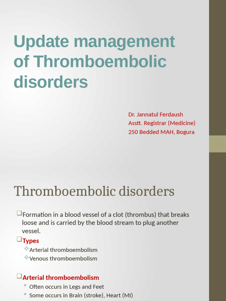 Management of Thromboembolic Disorders | PDF | Thrombosis | Vein
