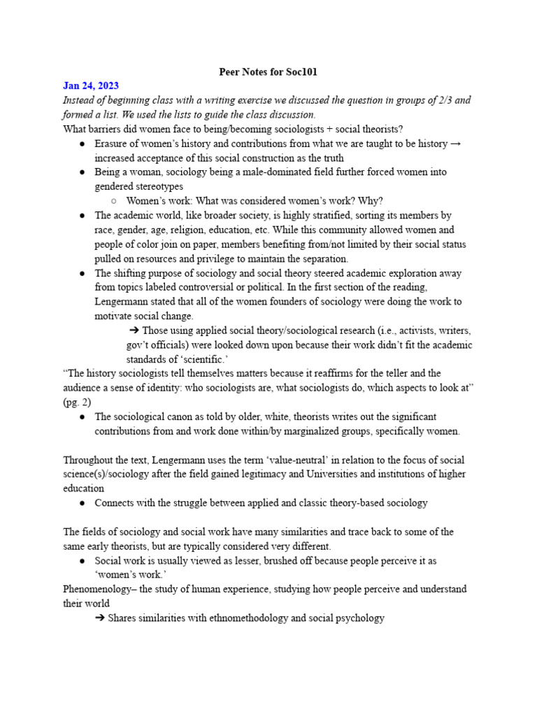 Peer Notes For Soc101 | PDF | Deviance (Sociology) | Émile Durkheim