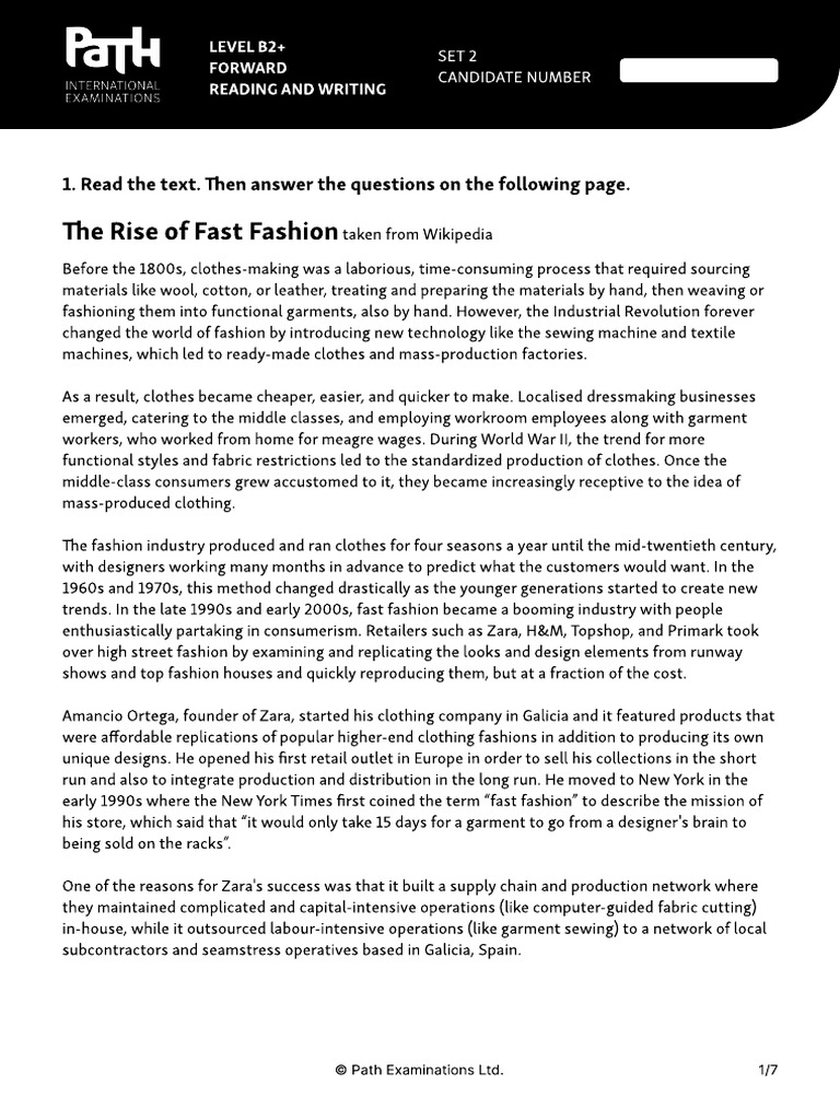 B2+ FORWARD - SET 2 - Reading and Writing | PDF | Fashion | Clothing