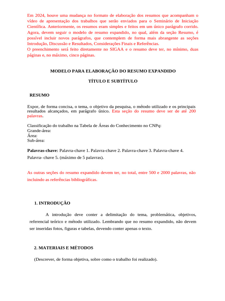Novo Formato de Resumo para Seminário 2024 | PDF | Abstract (resumo)