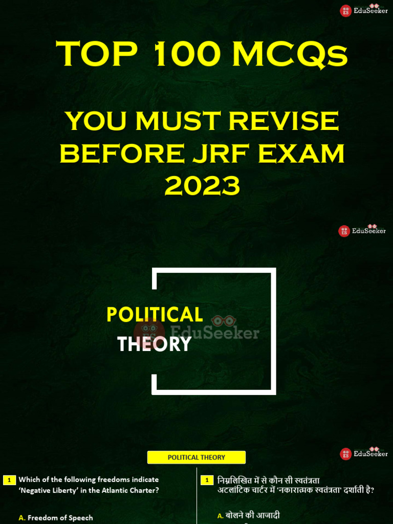 100 JRF Booster Mcqs Eduseeker Top 100 Mcqs For | PDF