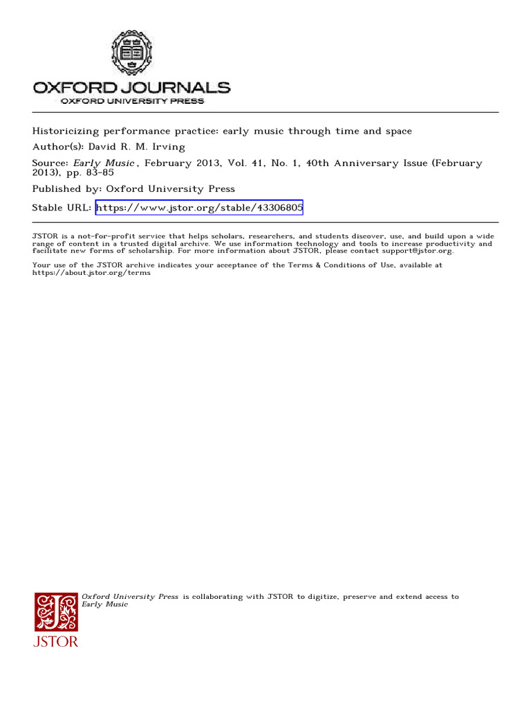 Historicizing Early Music Performance | PDF | Performing Arts | Liberal ...