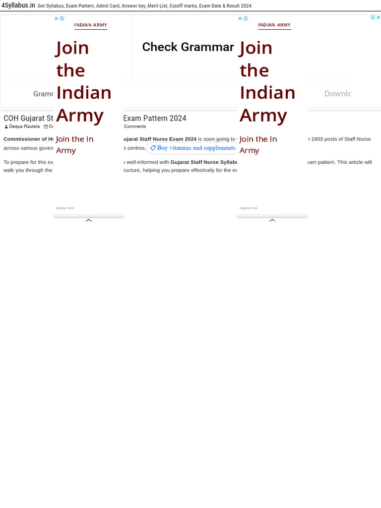 COH Gujarat Staff Nurse Syllabus & Exam Pattern 2024 | PDF | Nursing ...