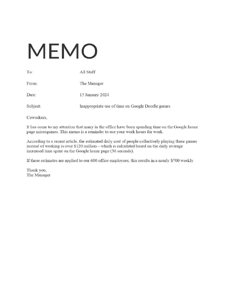 MEMO Sample #2 | PDF