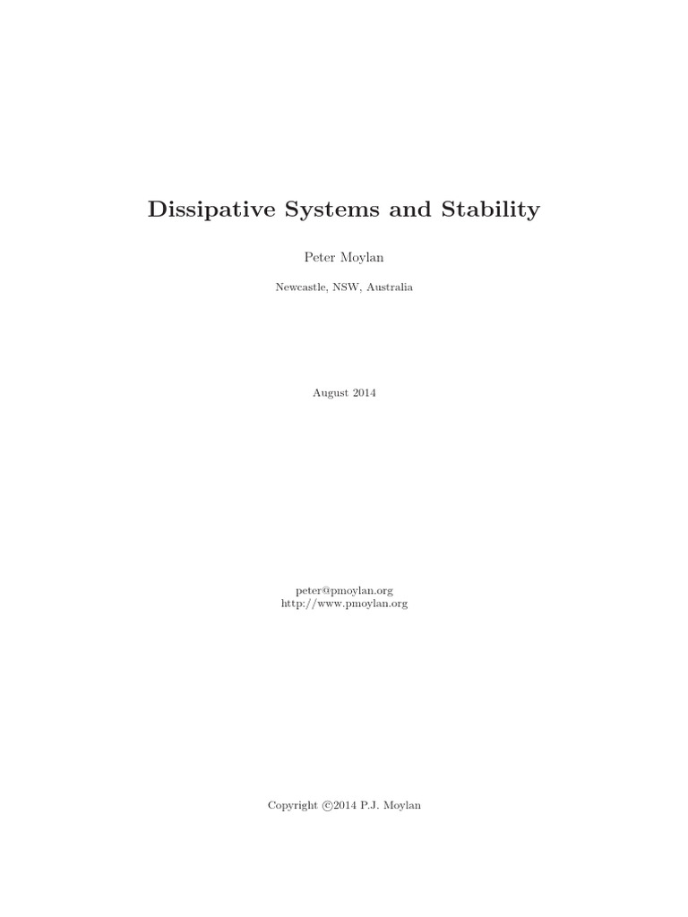 Moylan - Dissipative Systems and Stability | PDF | Passivity (Engineering) | Vector Space