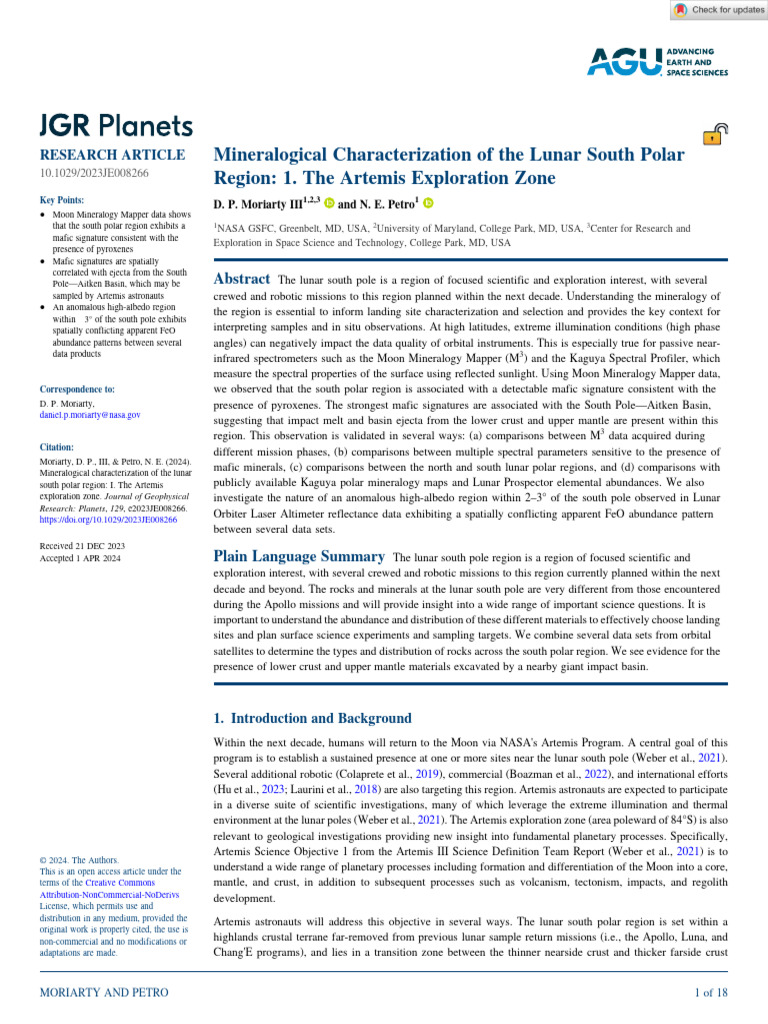 JGR Planets - 2024 - Moriarty - Mineralogical Characterization of The ...