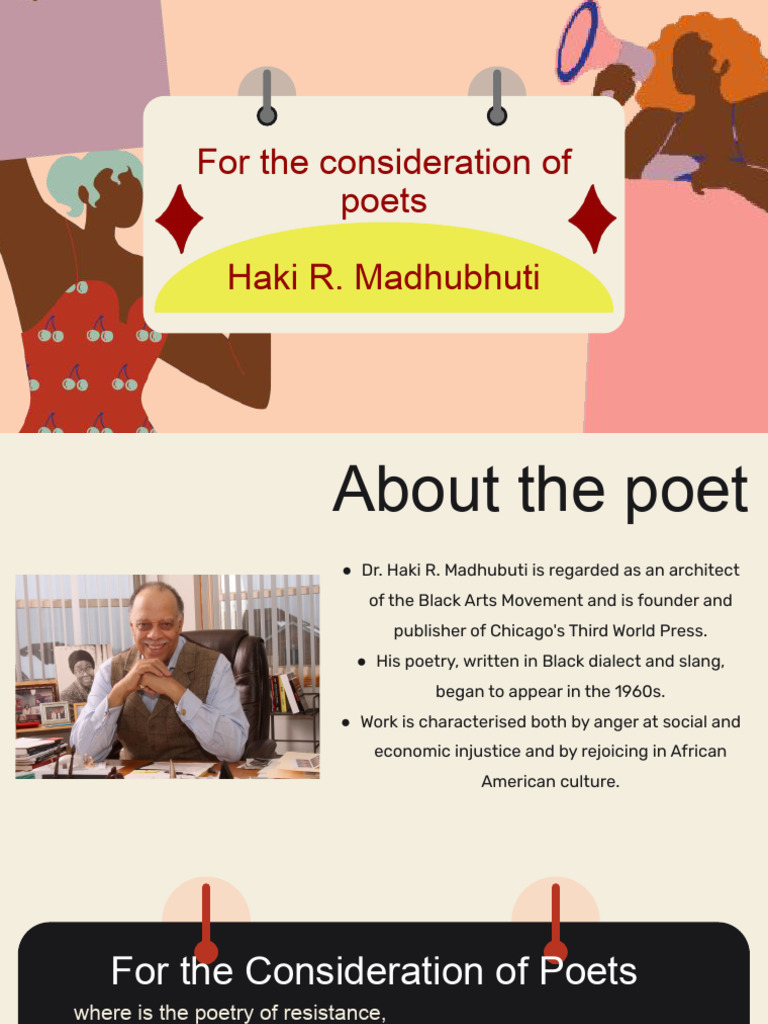 For The Consideration of Poets - Haki R. Madhubuti-2 | PDF | Poetry