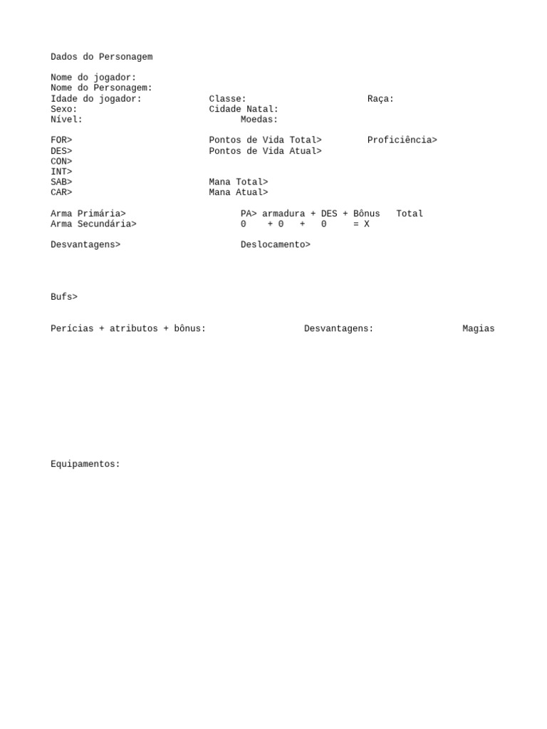 Ficha No Bloco de Notas | PDF