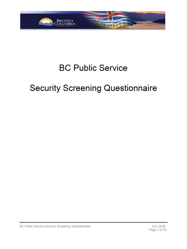 BC Public Service Screening Guide | PDF | Driving Under The Influence