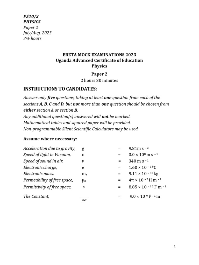 Ereta Uace Physics 2 Final | PDF | Capacitor | Electromagnetism