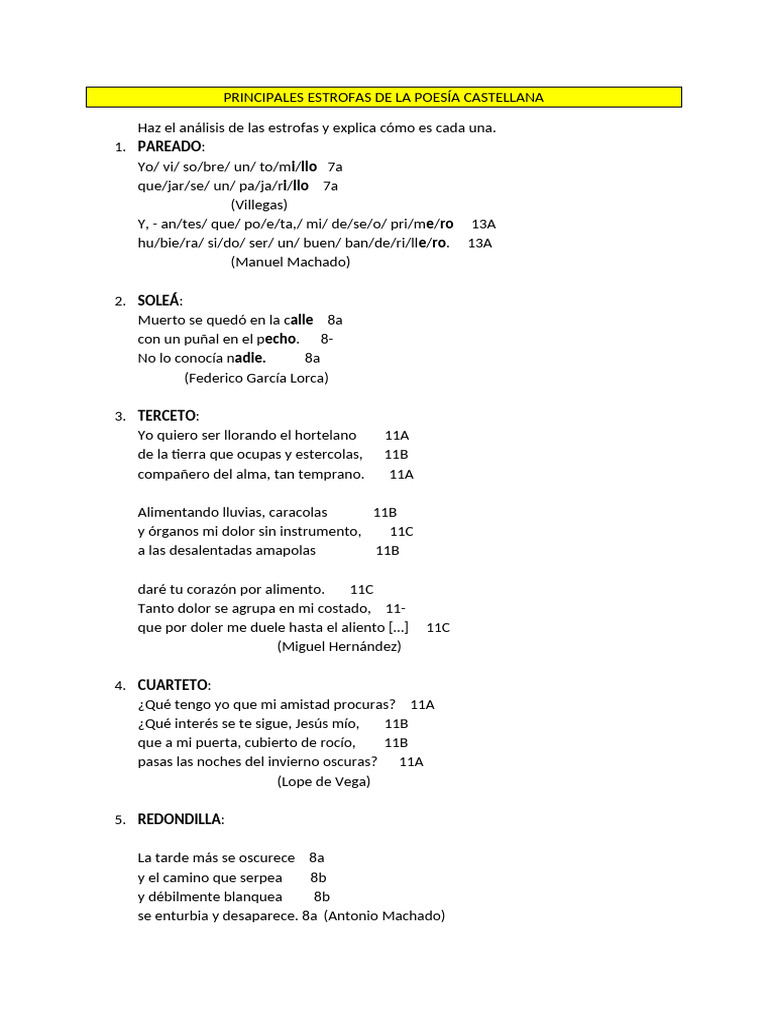 TIPOS DE ESTROFAS (1) | PDF | Forma Stanzaica | Redacción y escritura creativa