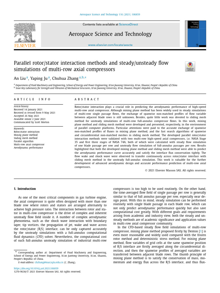 Parallel Rotor-Stator Interaction Methods and Steady-Unsteady Flow ... Parallel Rotor-Stator Interaction Methods and Steady-Unsteady Flow ...