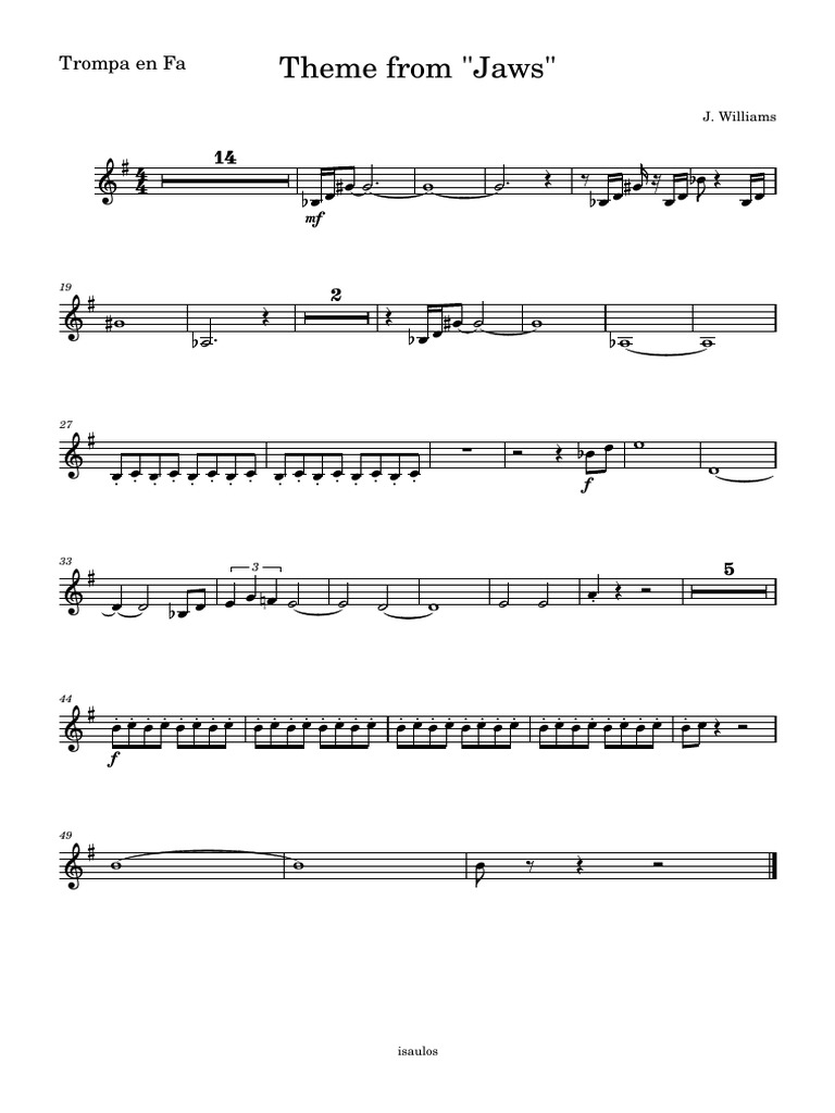 Theme From "Jaws": Trompa en Fa | PDF
