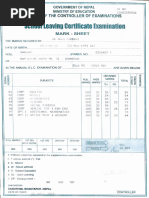Class 12 Marksheet Format Nepal | PDF | Nepal