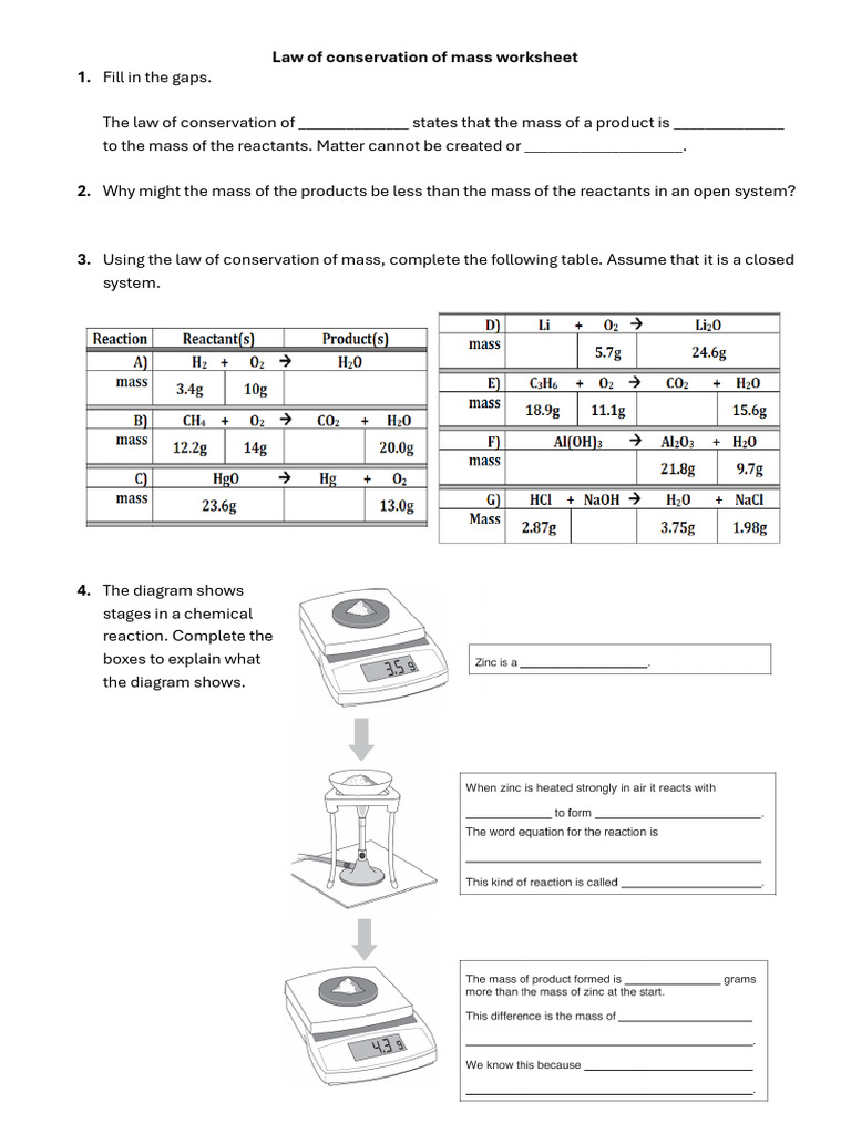 Law of Conservation of Mass | PDF