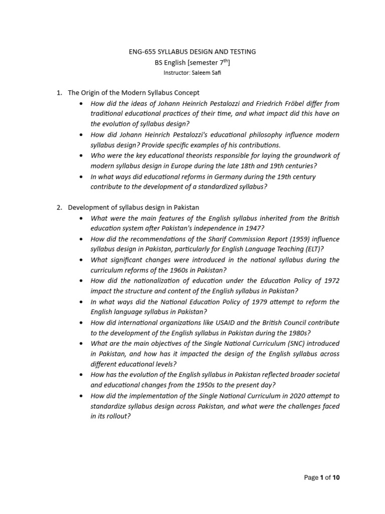 The Origin of The Modern Syllabus Concept | PDF | Curriculum | Language ...