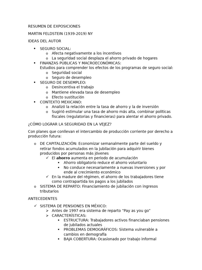 Resumen de Exposiciones PP | PDF | Pensión | Ahorro