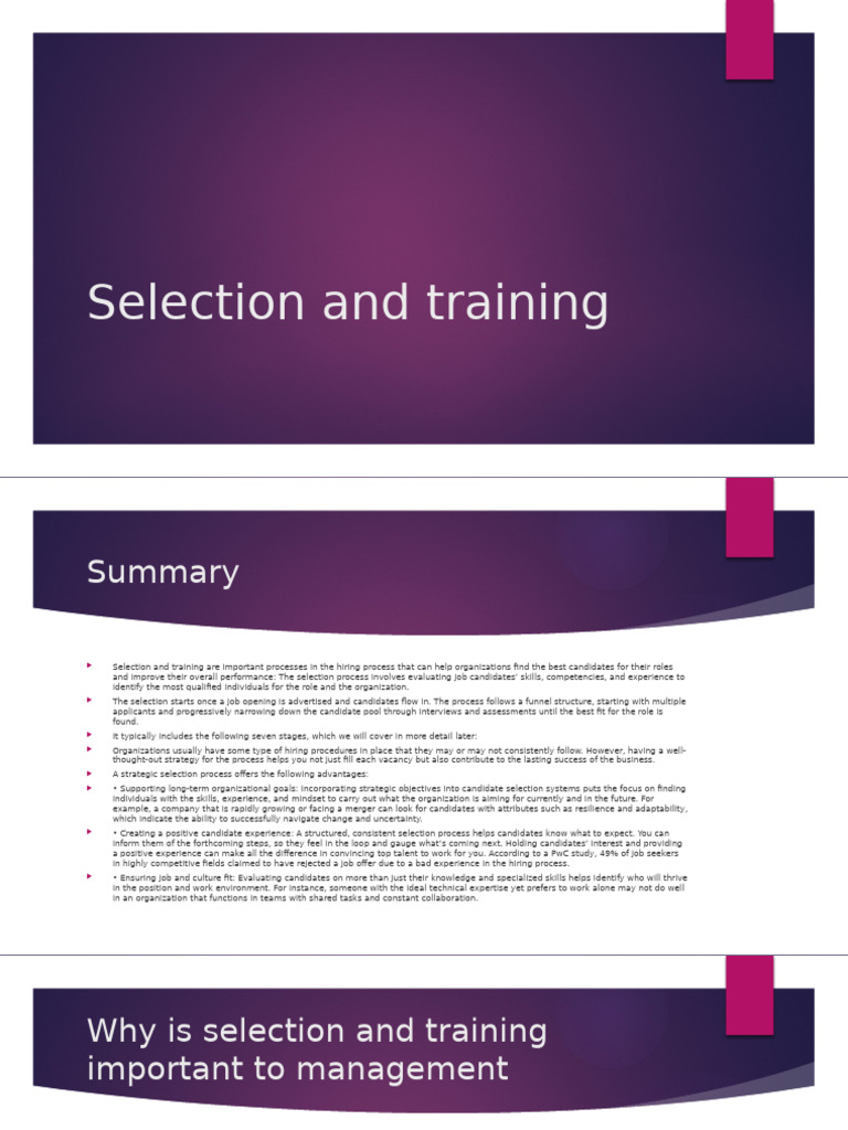 Selection and training | PDF | Employment | Recruitment