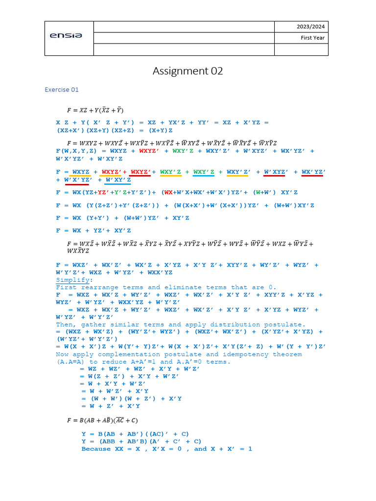 Assignment 02 Solution | PDF | Logic Gate | Mathematical Logic