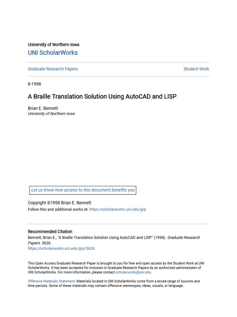 A Braille Translation Solution Using AutoCAD and LISP | PDF | Auto Cad ... A Braille Translation Solution Using AutoCAD and LISP | PDF | Auto Cad ...