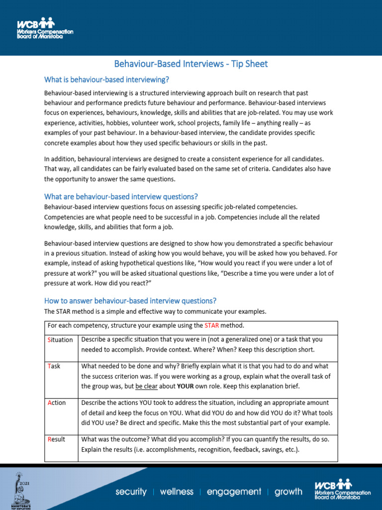 Behavior-Based Interview Guide | PDF | Job Interview | Social Psychology