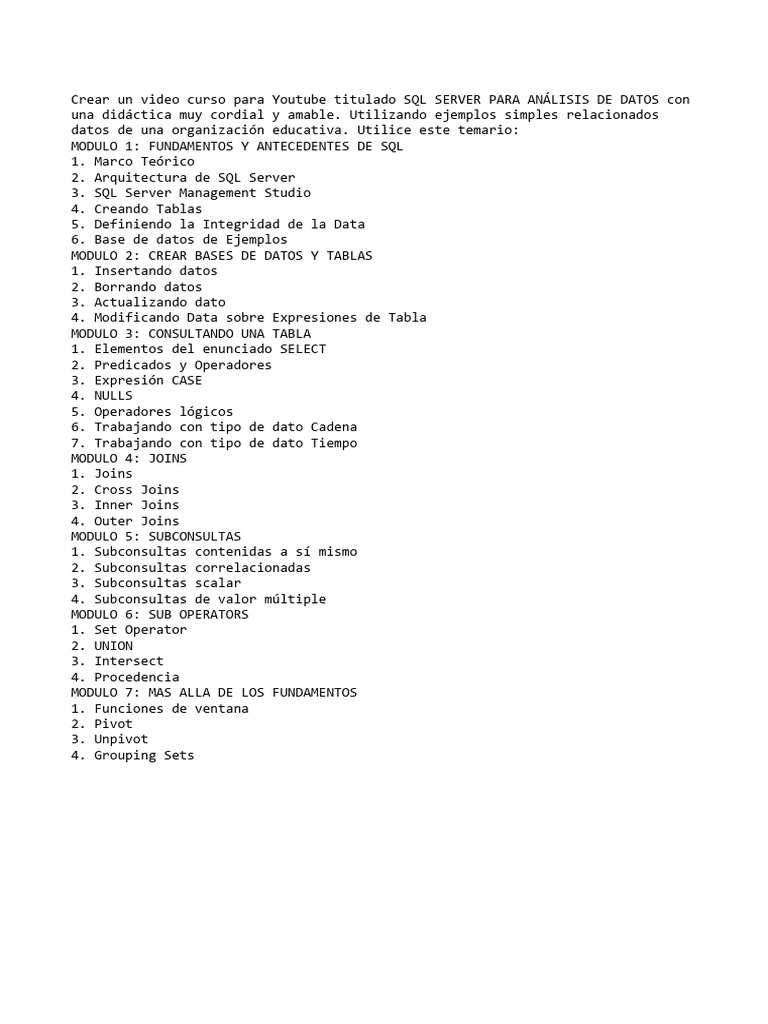 Curso de SQL SERVER | PDF