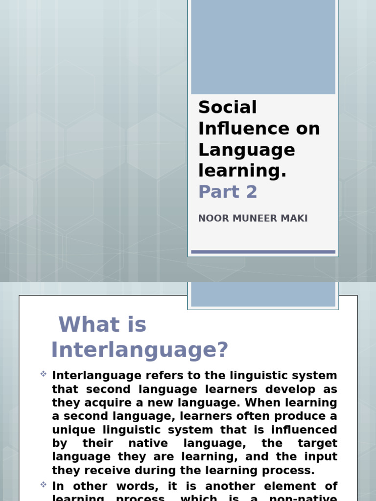 Social Influence on Language learning | PDF | Second Language Acquisition | Second Language