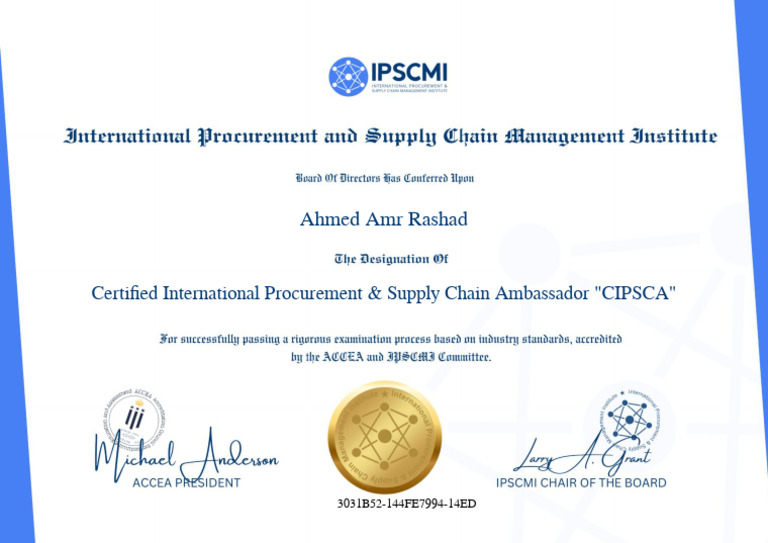 Ahmed Amr - Rashad Certified International Procurement Supply Chain ...