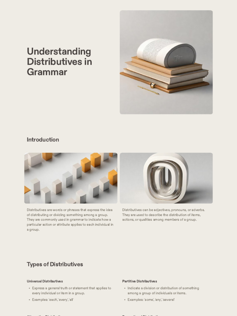 GAMMAR PROJECT - Distributives | PDF | Grammatical Number | Linguistics
