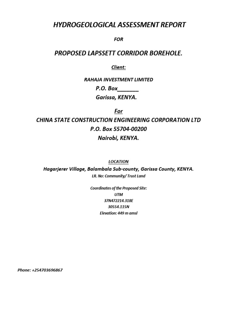 Garissa Report Hydrogeological Report | PDF | Rock (Geology) | Groundwater