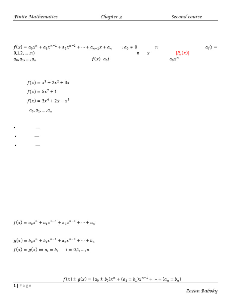 Finite math | PDF | Polynomial | Abstract Algebra