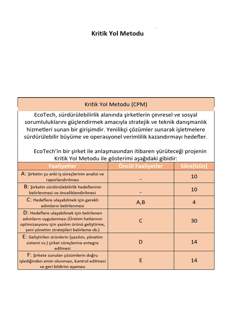 Kritik Yol Metodu Projesi | PDF