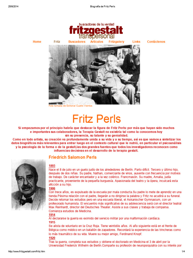 Biografía de Fritz Perls | PDF | Psicoanálisis | Terapia Gestalt