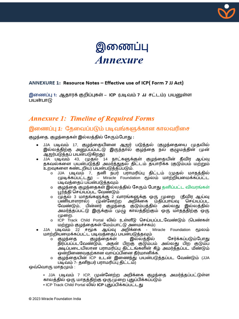 Annexure: Annexure 1: Timeline of Required Forms | PDF