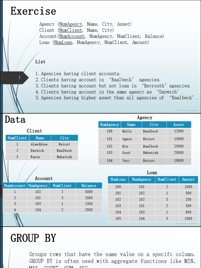 SQL Queries for Client and Agency Data | PDF | Information Retrieval | Computer Programming