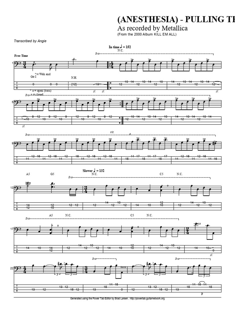 Metallica - Anesthesia Pulling Bass | PDF