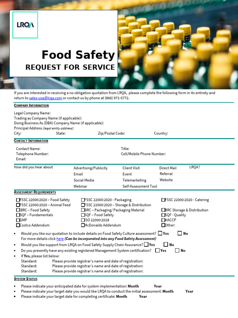 LRQA Food Safety RFS 11.11.2021 | PDF | Food Safety | Zip Code