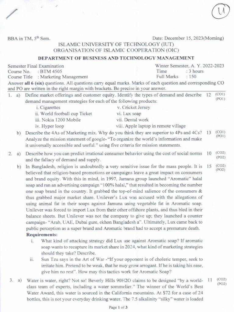 BTM Win Final Marketing Management 22-23 | PDF | Brand | Marketing