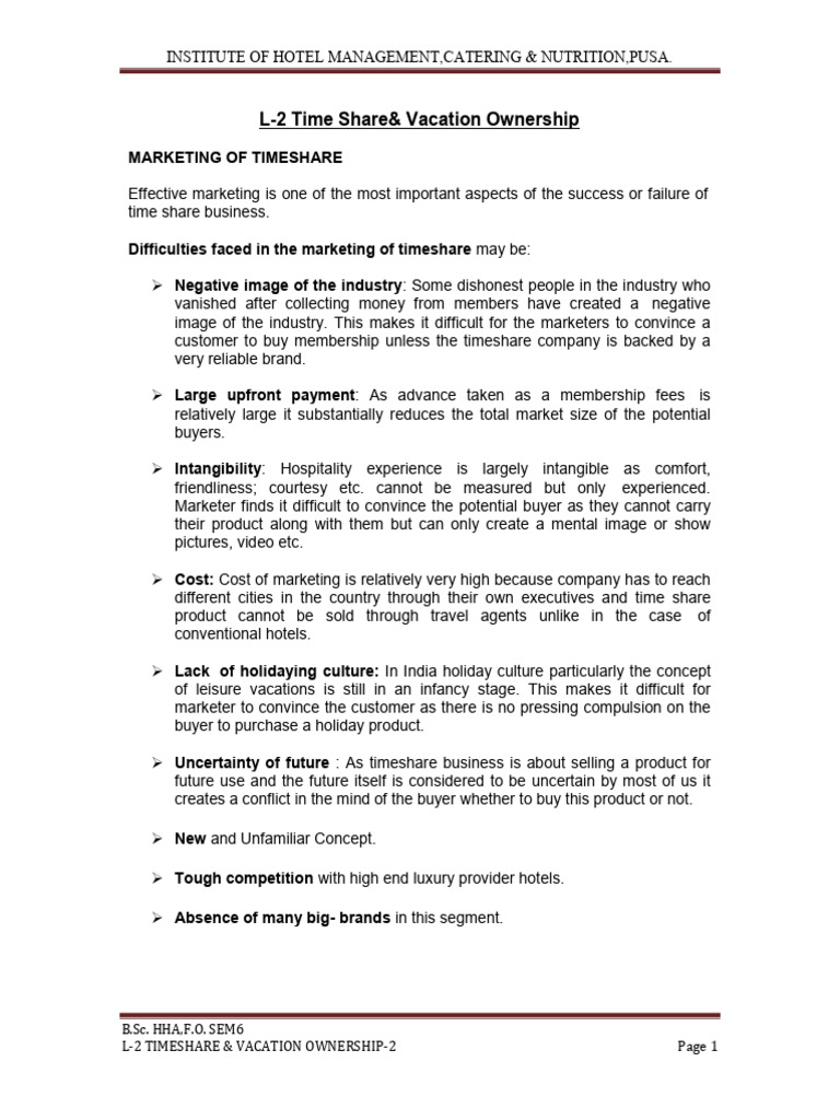 L-2 Timeshare & Vacation Ownership - 2 | PDF | Economies