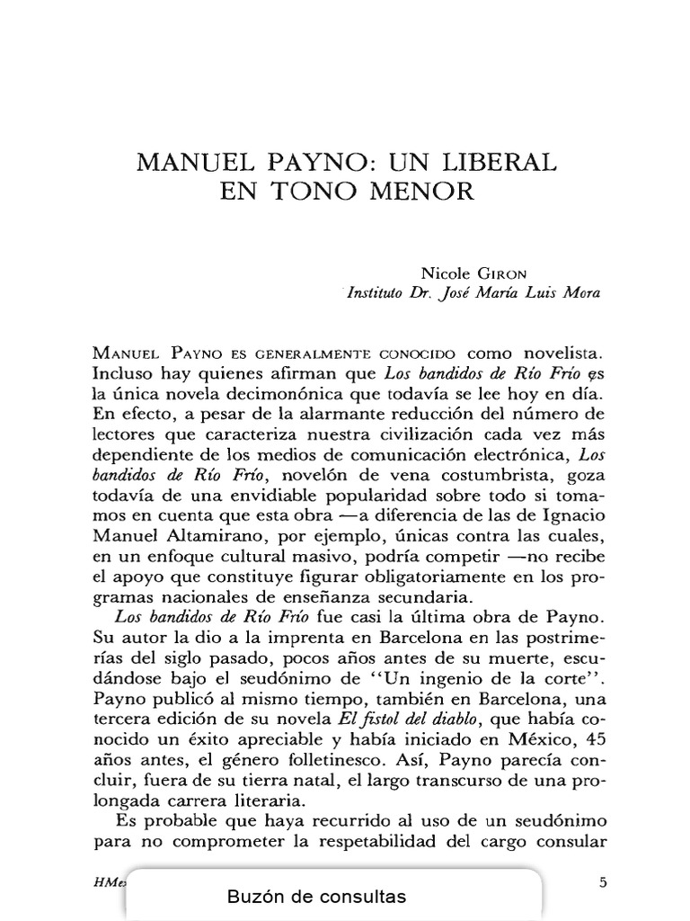 Manuel Payno. Un Liberal Entono Menor | PDF | Artes del Lenguaje y ...