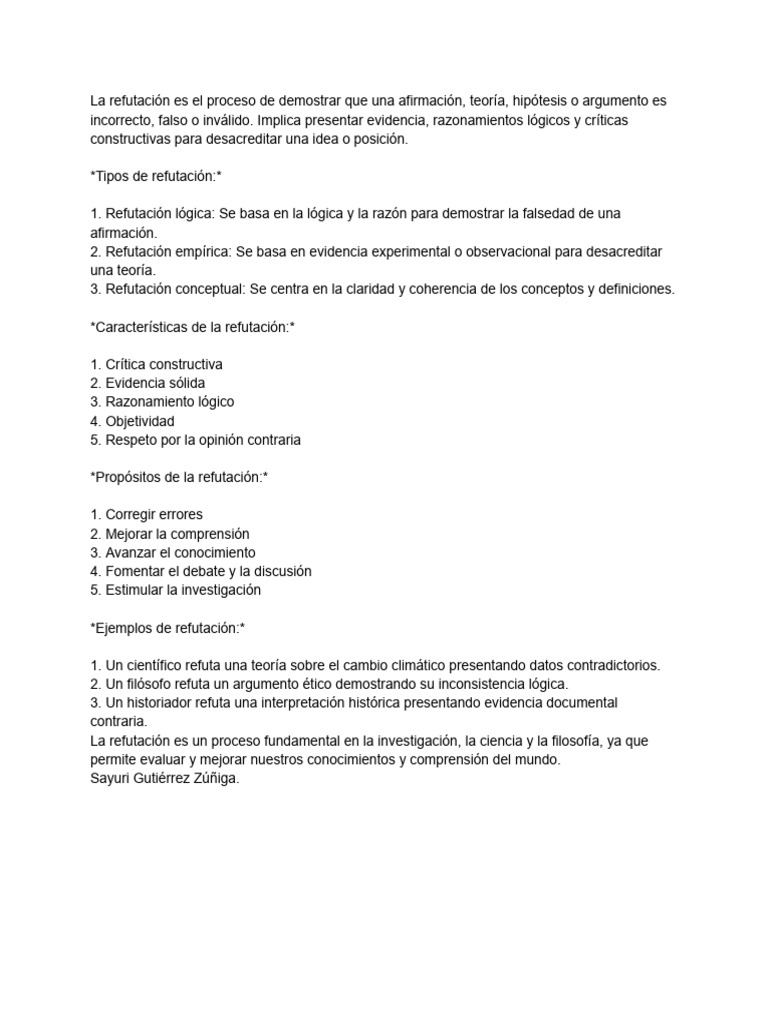 Tipos y Propósitos de la Refutación | PDF